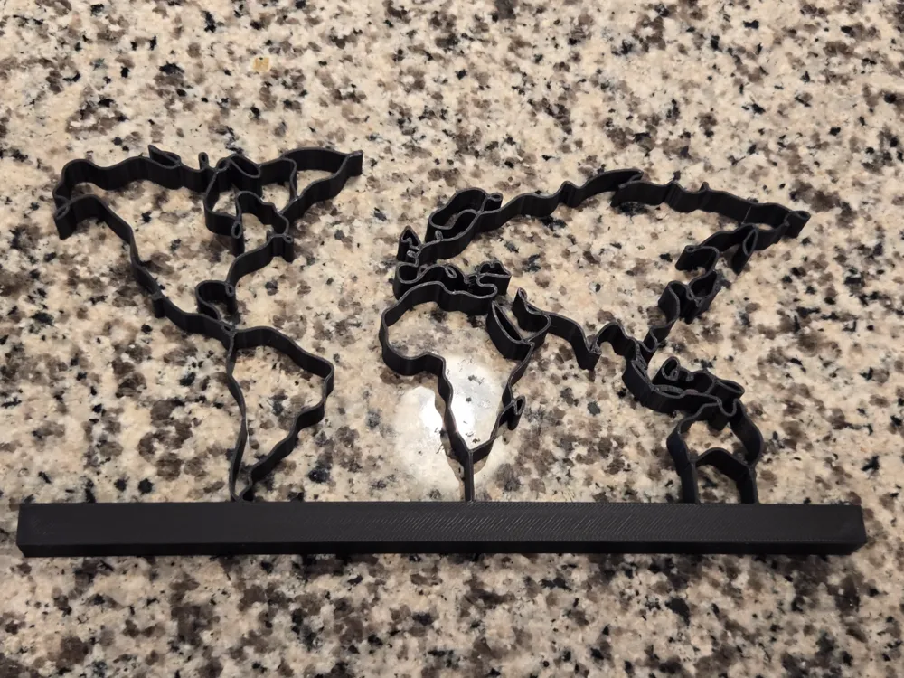 Linear World Map With Base by Geog3D - MakerWorld