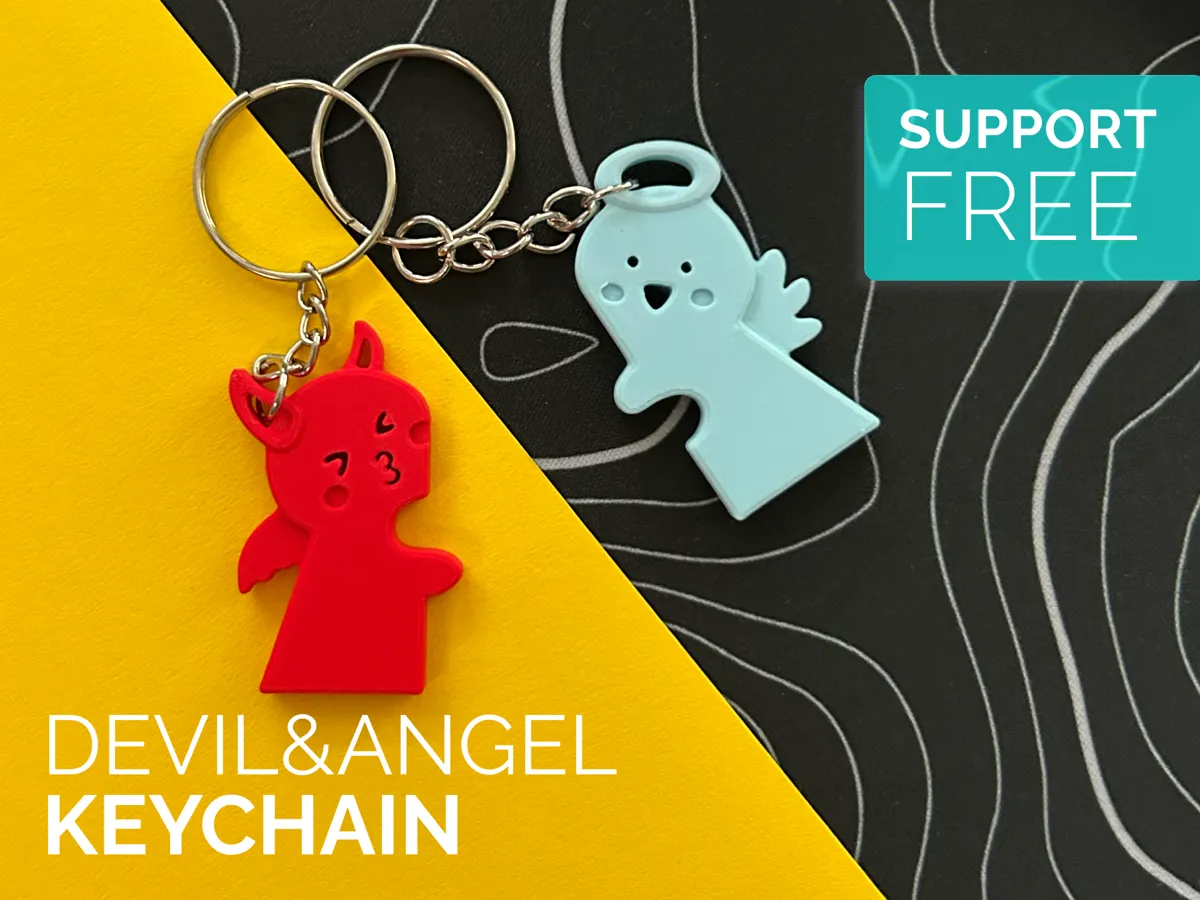 Devil & Angel Keychain - Free 3D Print Model - MakerWorld