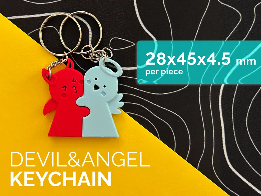 Devil & Angel Keychain - Free 3D Print Model - MakerWorld