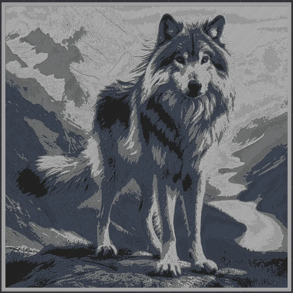 Wolf on mountain - Hueforge by Fazole - MakerWorld