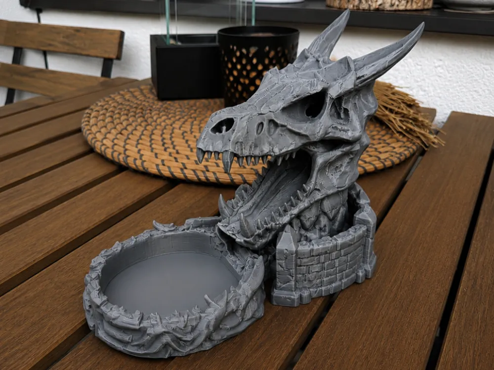 Dragon Skull Dice Tower - Free 3D Print Model - MakerWorld