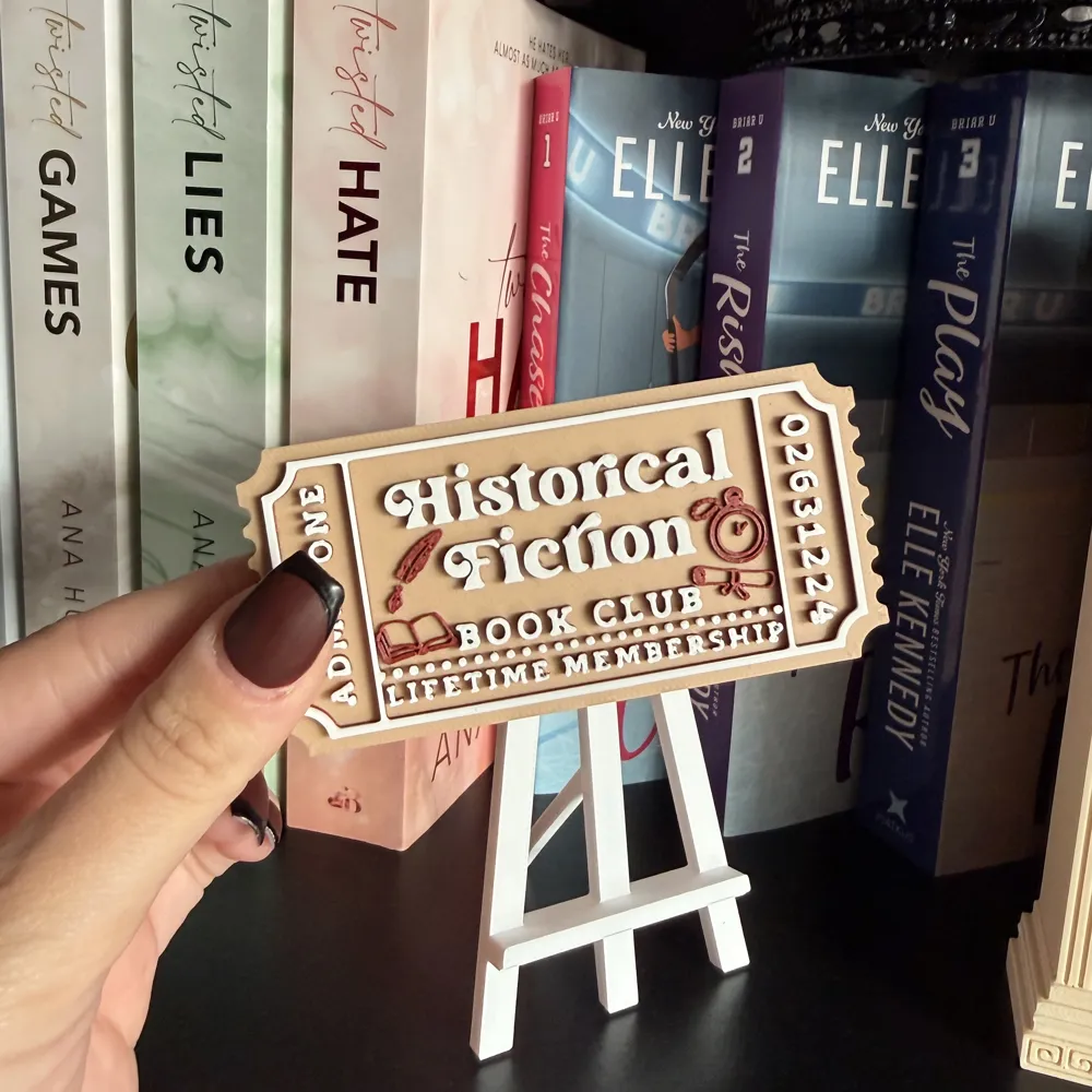 Historical Fiction Bookshelf Ticket Sign - Free 3D Print Model - MakerWorld