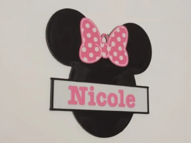 Minnie Mouse Name Plaque Wall Decor Custom Minnie - Free 3D Print Model ...