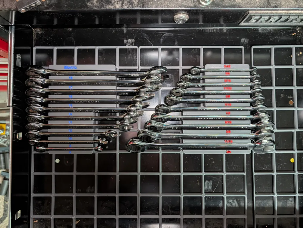 Gridfinity Craftsman Metric Ratcheting Wrench Tray by eigthcypher ...