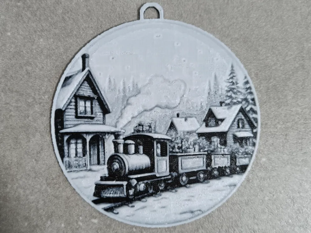 Winter Train Christmas ornament - Free 3D Print Model - MakerWorld