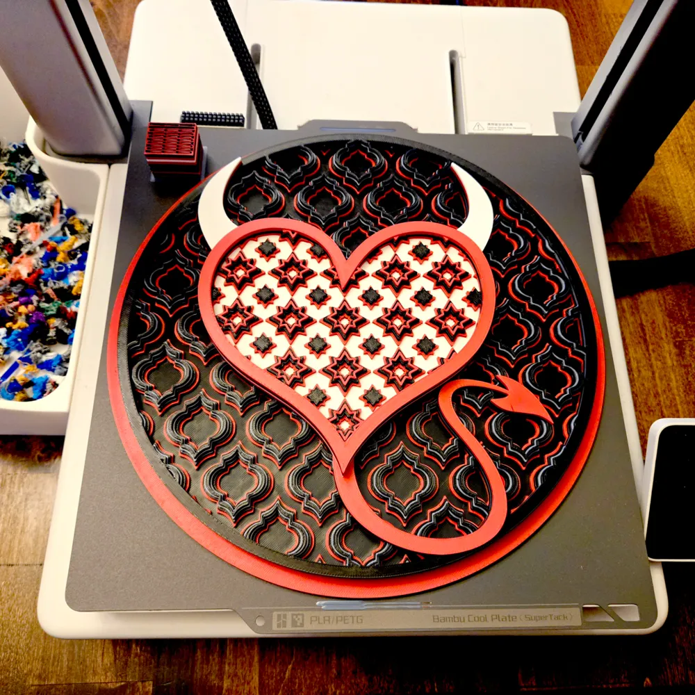 Devilish Heart Valentine Dimensional Mosaic by w3r3wolv3s - MakerWorld