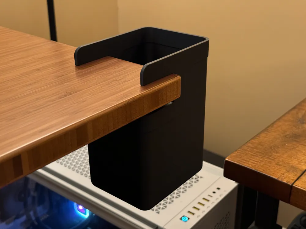 Clamp-On Desktop Trash Bin - Free 3D Print Model - MakerWorld