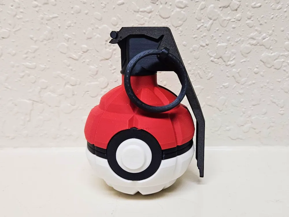 Pokeball Grenade | Pull pin and handle flies off - Free 3D Print Model ...