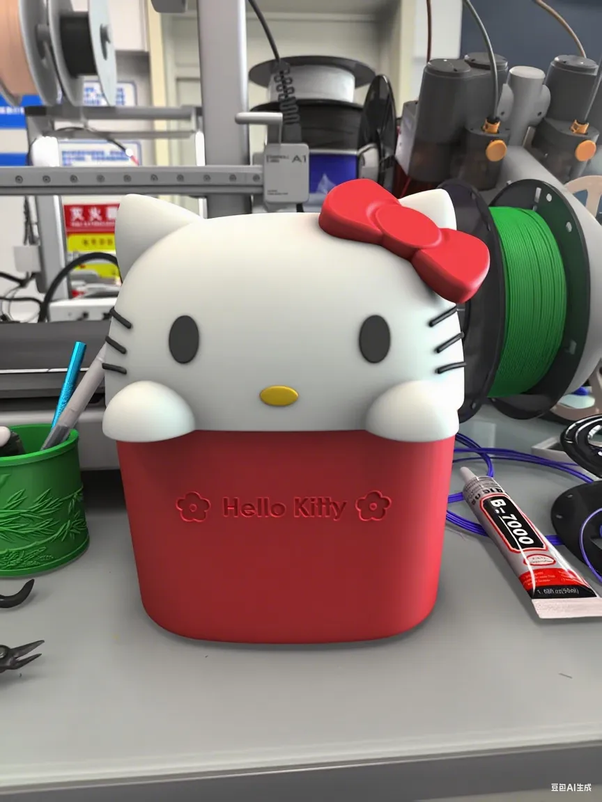 hello kitty桌面垃圾桶（无需ams也可打印） 来自 3D打印爱好者 MakerWorld：免费下载 3D 模型