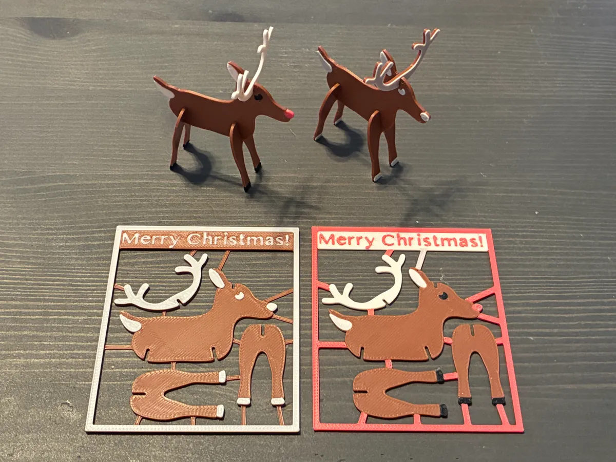 Reindeer Kit Cards for Christmas - Free 3D Print Model - MakerWorld