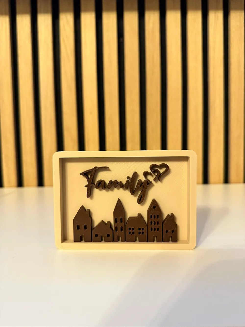 Family Shadow Box Picture Frame with Houses & Heart - Free 3D Print ...