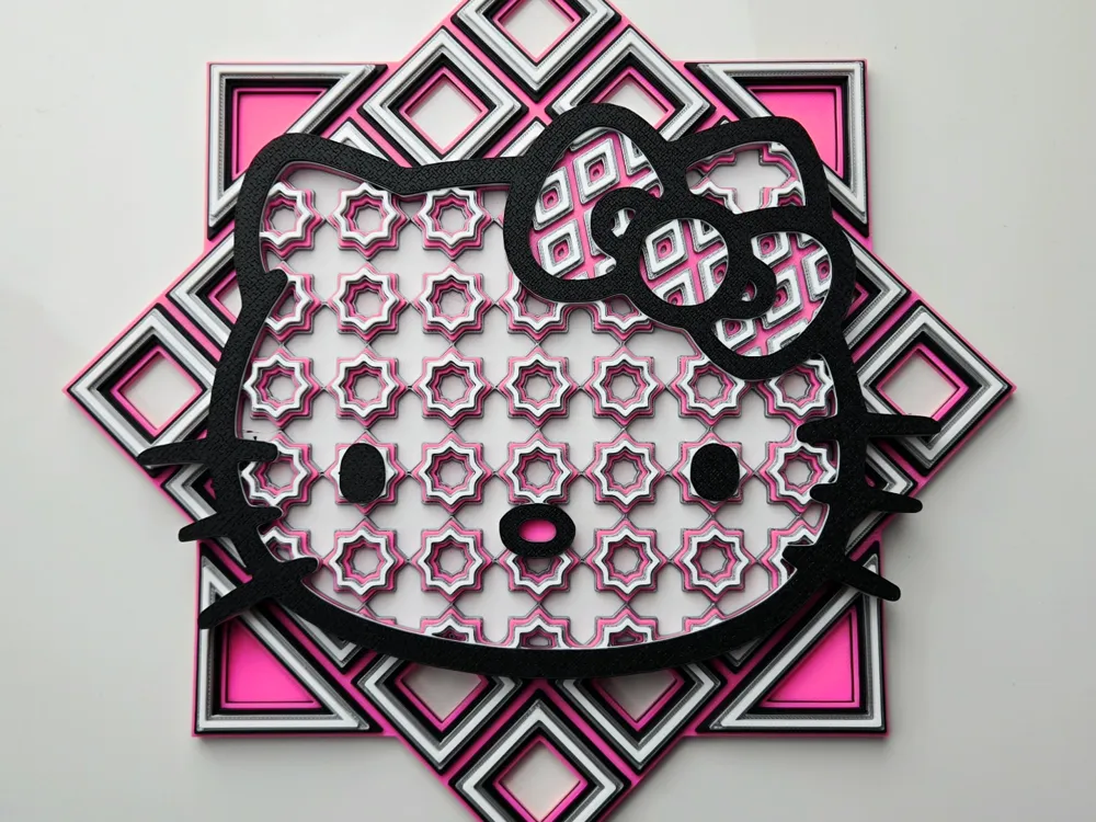 Hello Kitty Dimensional Grid Mosaic by w3r3wolv3s - MakerWorld