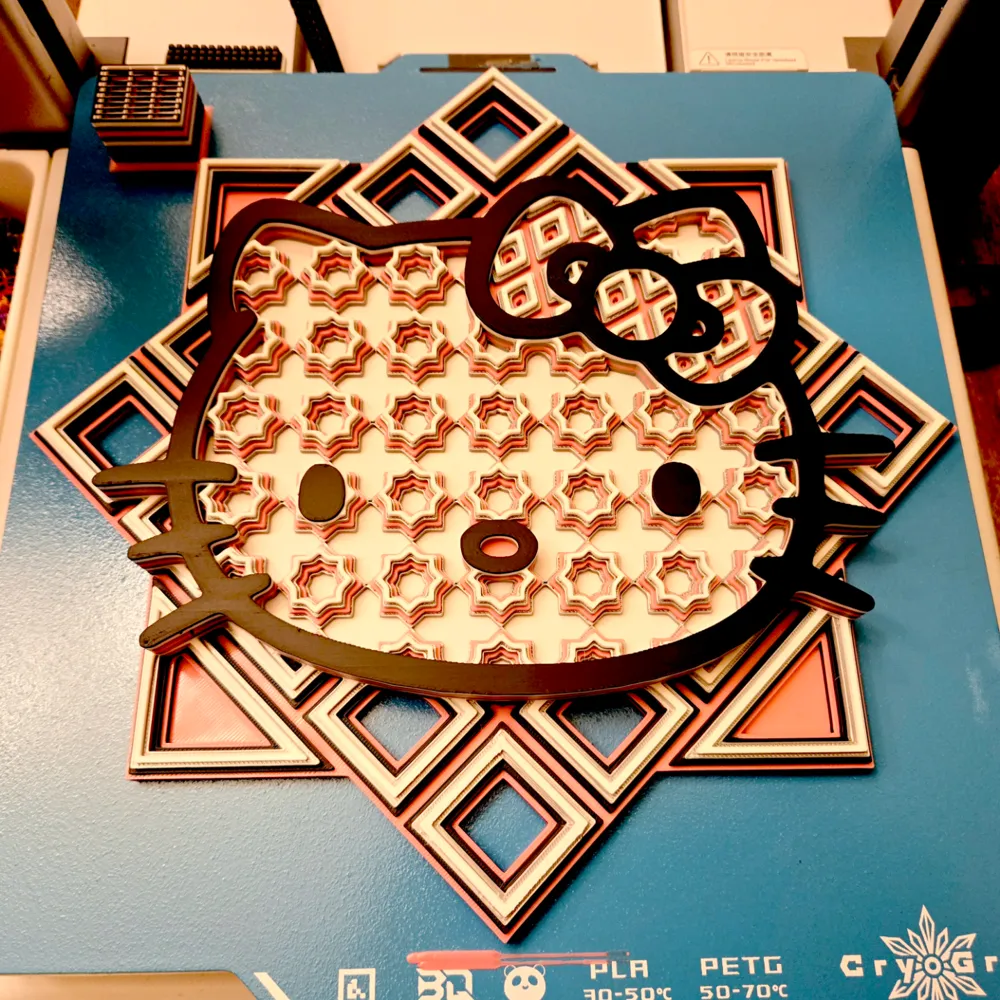 Hello Kitty Dimensional Grid Mosaic by w3r3wolv3s - MakerWorld