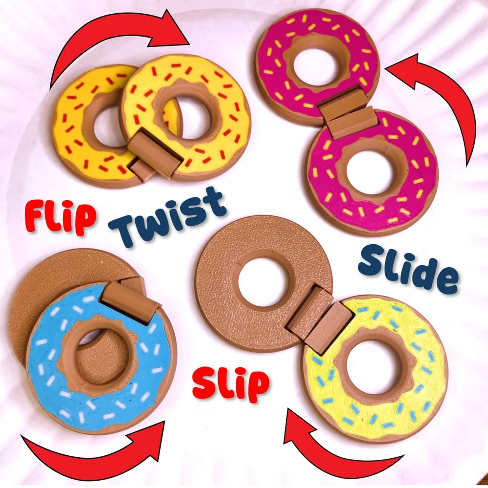 Donut Flip and Slide Fidget, 45 min Print in Place by SpacedOut ...