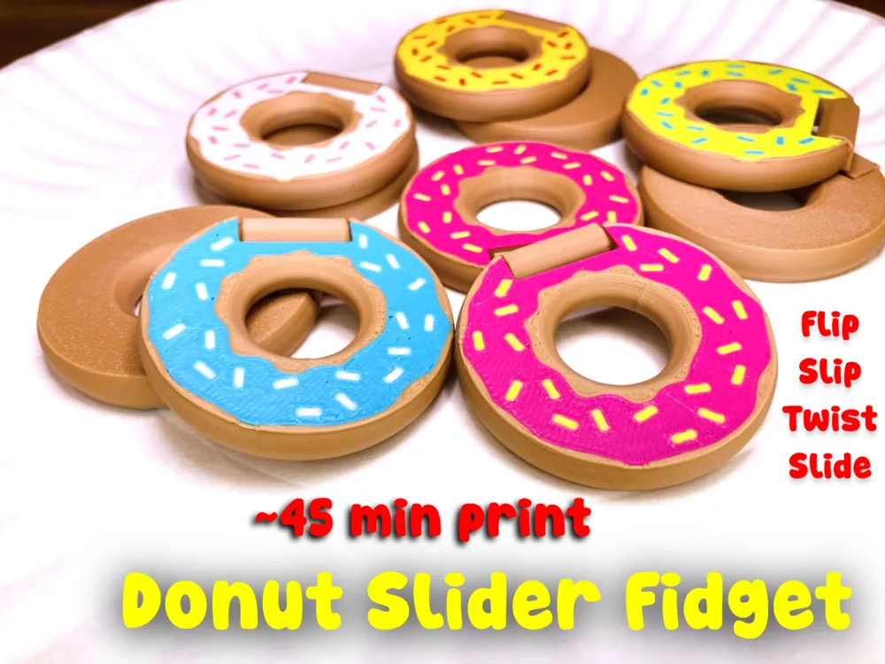 Donut Flip and Slide Fidget, 45 min Print in Place by SpacedOut ...