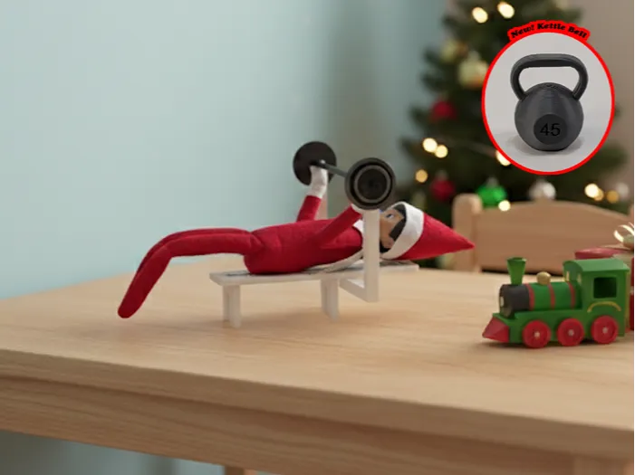 Elf on the Shelf Weight Bench & Weights KettleBell by PrinterMcgee ...