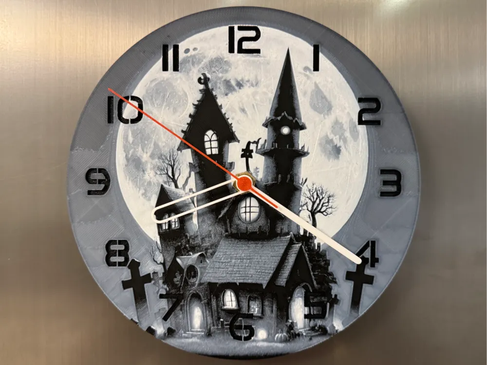 Wall / Desk Clock Graveyard Mansion HueForge Remixed by cP3D - MakerWorld