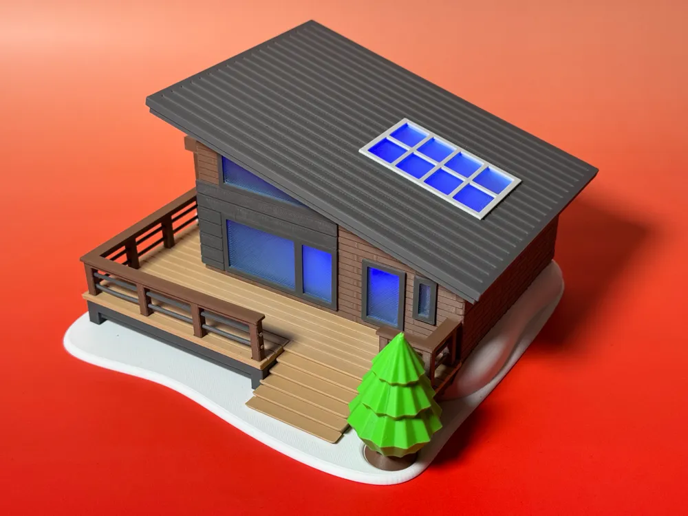 Modern Mountain Log Cabin Clock with LED Light by Michele MakerWorld ...