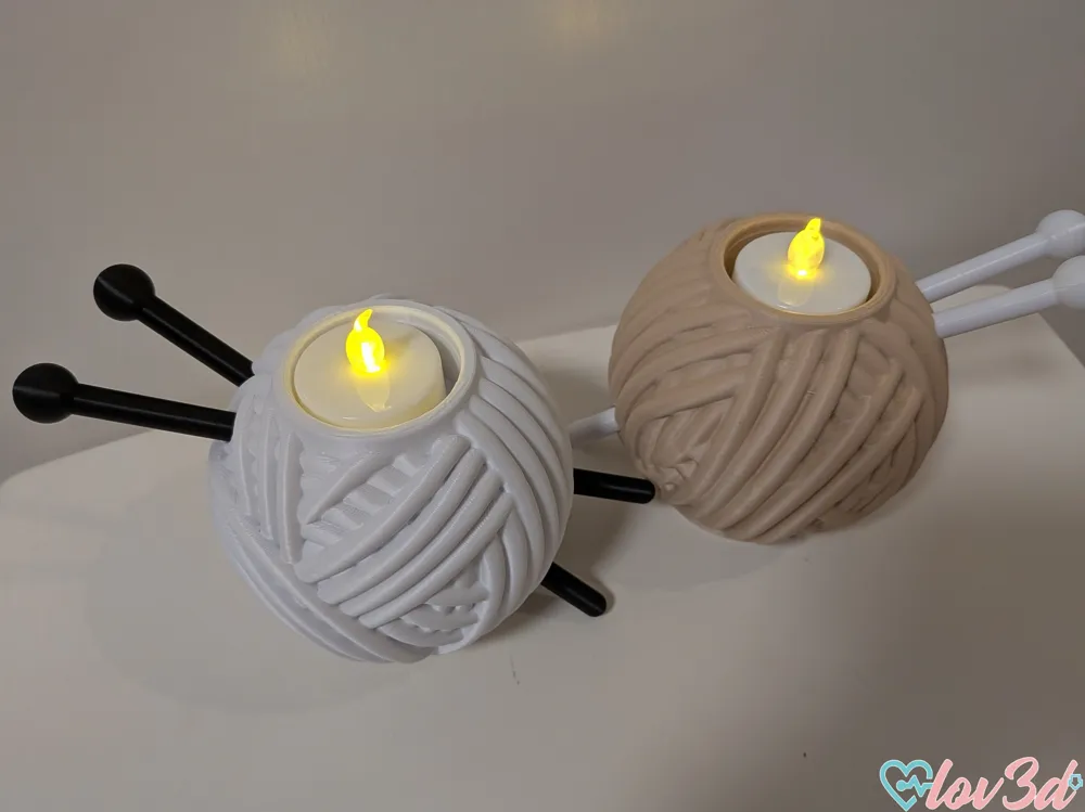 Cozy Knitting Vibes Yarn Ball LED Tealight Holder - Free 3D Print Model ...