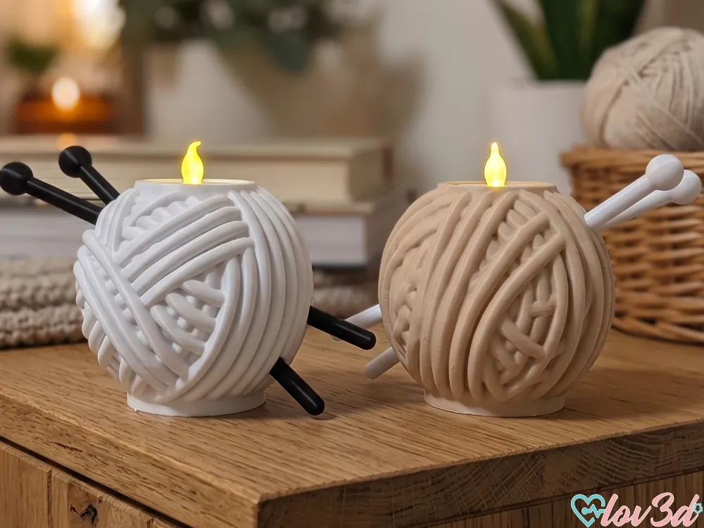 Cozy Knitting Vibes Yarn Ball LED Tealight Holder - Free 3D Print Model ...