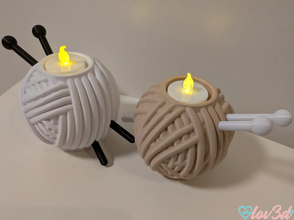 Cozy Knitting Vibes Yarn Ball LED Tealight Holder - Free 3D Print Model ...