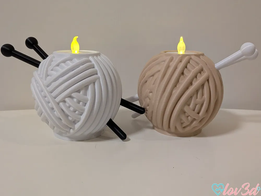 Cozy Knitting Vibes Yarn Ball LED Tealight Holder - Free 3D Print Model ...