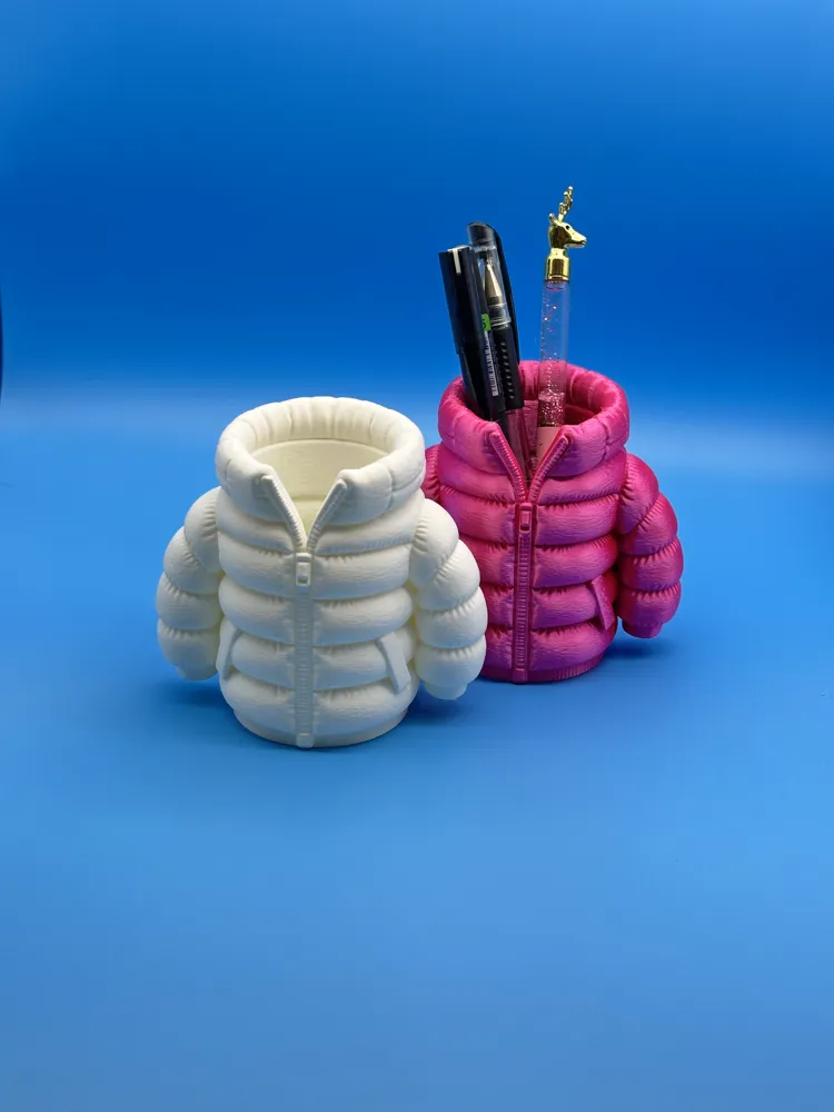 Puffer Jacket Pen Holder (Large Opening) - Free 3D Print Model - MakerWorld