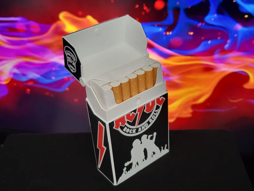 AC/DC skin for Cigarette box (80) with frame - Free 3D Print Model ...