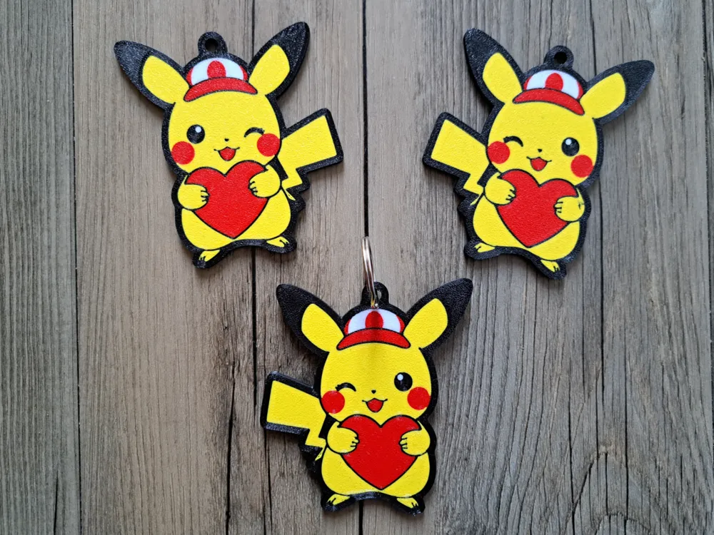 Pokemon Pikachu wearing a baseball cap with heart - Free 3D Print Model ...