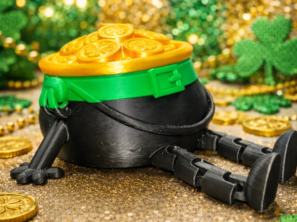 St Patrick’s Day Pot of Gold Buddy - Free 3D Print Model - MakerWorld
