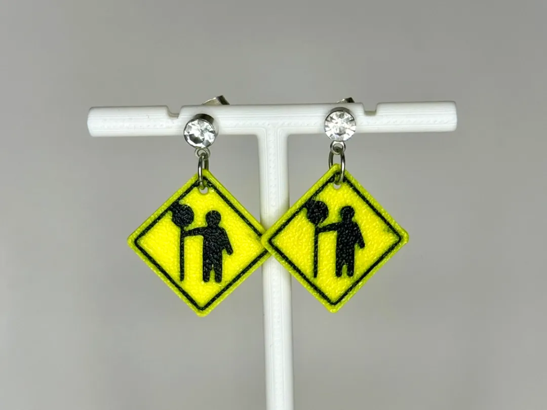 Flagger Ahead Sign Earring - Free 3D Print Model - MakerWorld