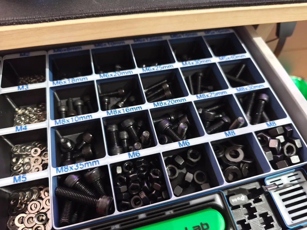 GridFinity Screw Sorting System M6-M8 by Attirixx MakerWorld: Download ...