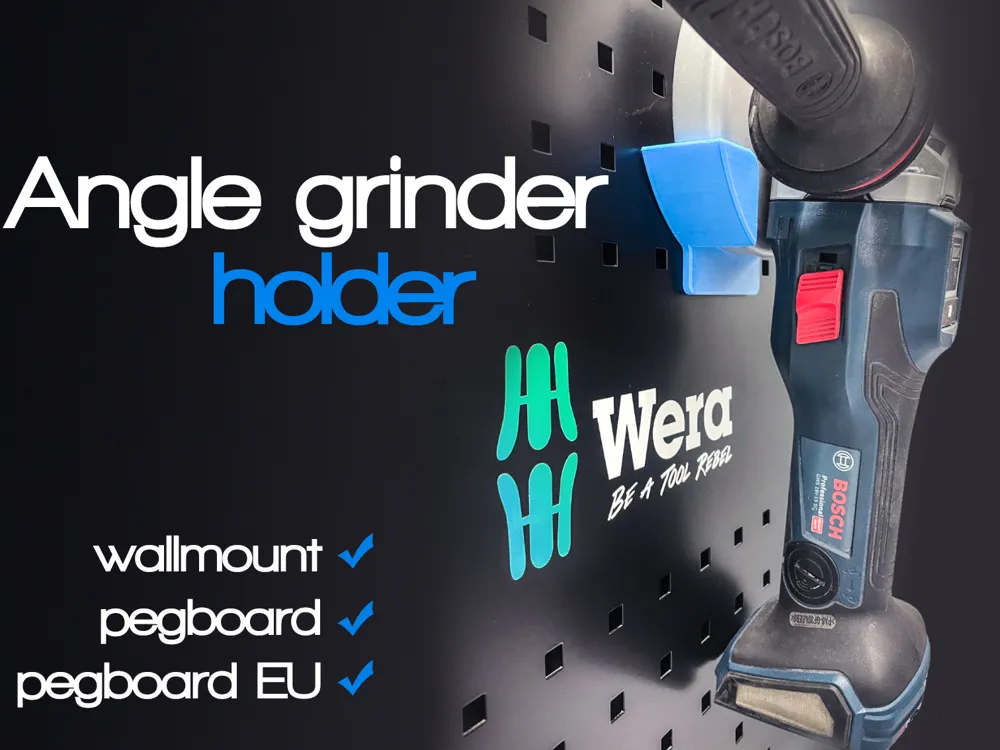 Angle grinder holder pegboard wallmount by Sergej P - MakerWorld Angle grinder holder pegboard wallmount by Sergej P - MakerWorld