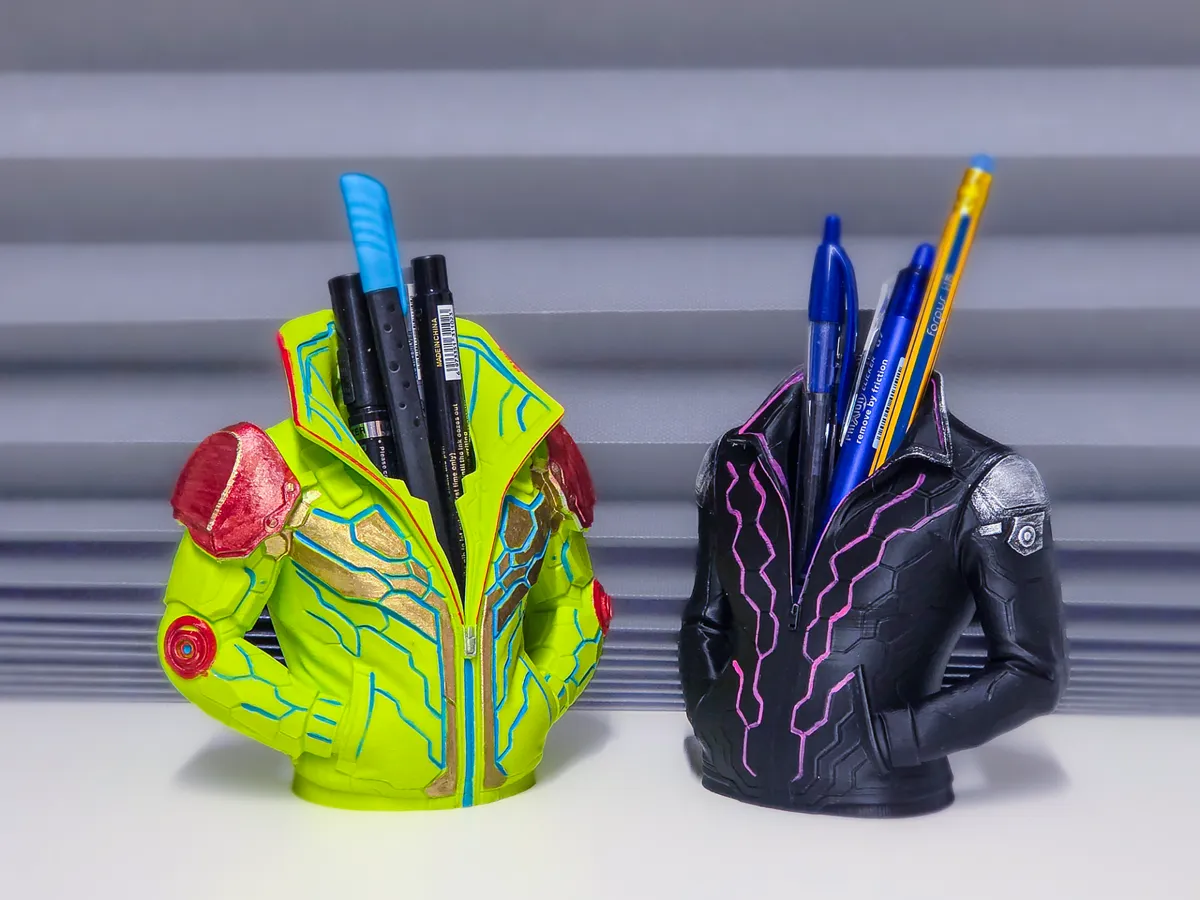 Cyberpunk Jacket Pen Pot (Male and Female Version) - Free 3D Print ...