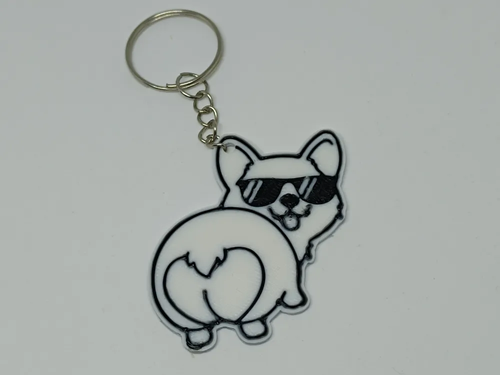 Dog Silhouette Keychain (Corgi) by EarRing 3D - MakerWorld