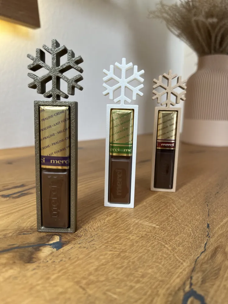 Merci Holder Snowflake - Gift Idea - Free 3D Print Model - MakerWorld