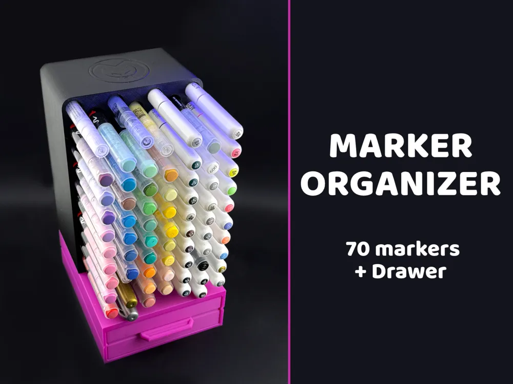 Round Marker Organizer with drawer by Mizugames MakerWorld: Download Free 3D Models