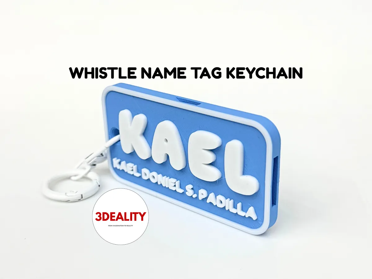 Whistle Name Tag Customizable Keychain - Free 3D Print Model - MakerWorld
