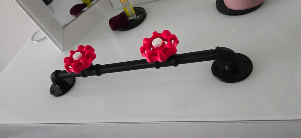 Industrial Pipe Wall mount w/ Knob Valves Modular by Paul MakerWorld ...