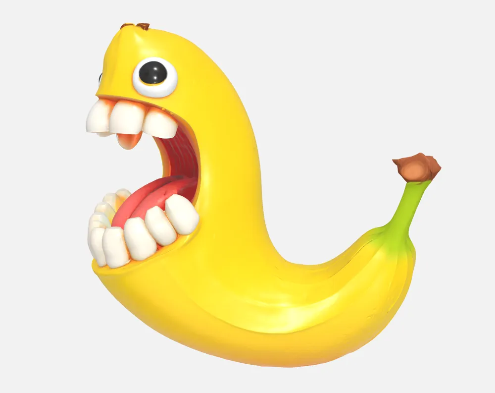 banana with teeth - Free 3D Print Model - MakerWorld