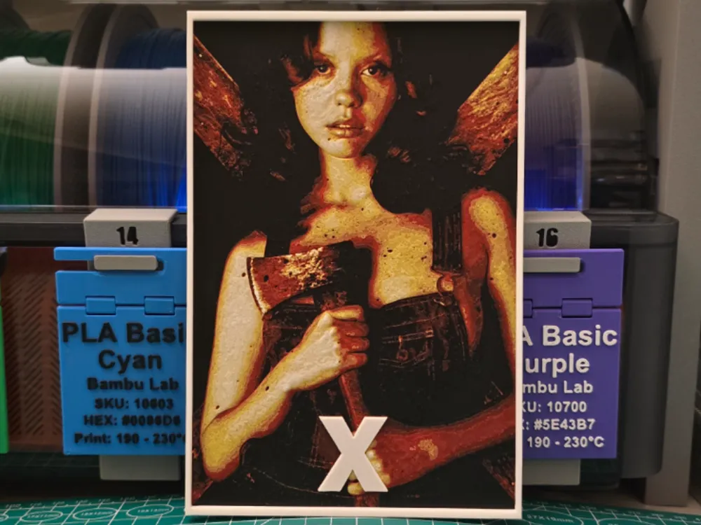 X Movie Poster - Hueforge Art by Lumpy3D - MakerWorld