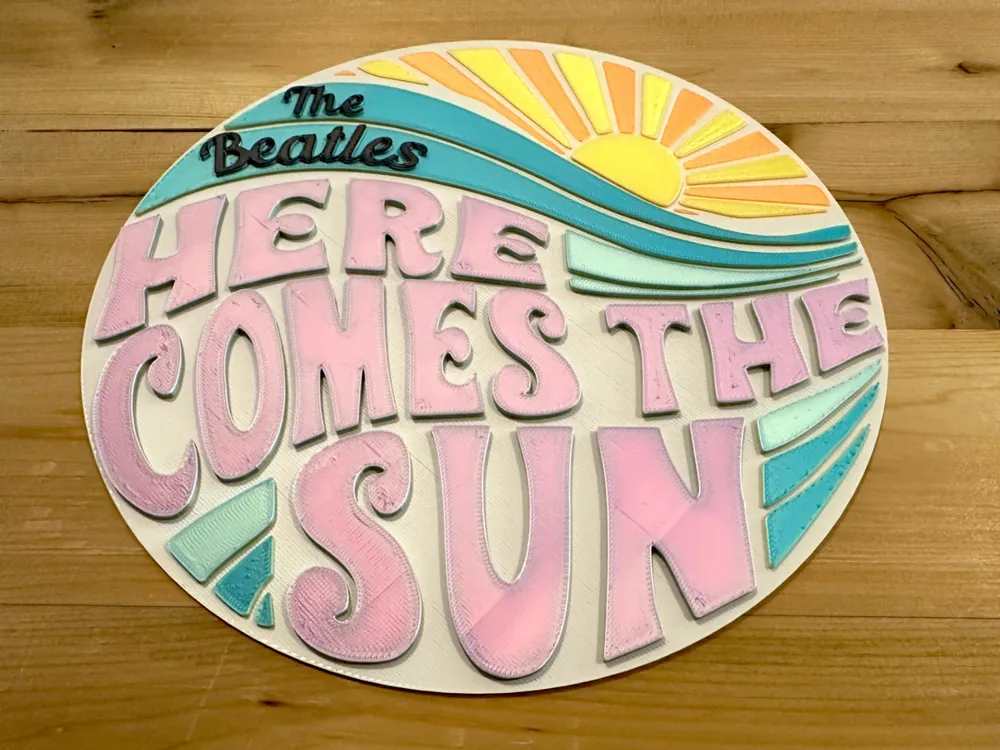 Here Comes the Sun The Beatles Colorful Wall Art by tsandome - MakerWorld