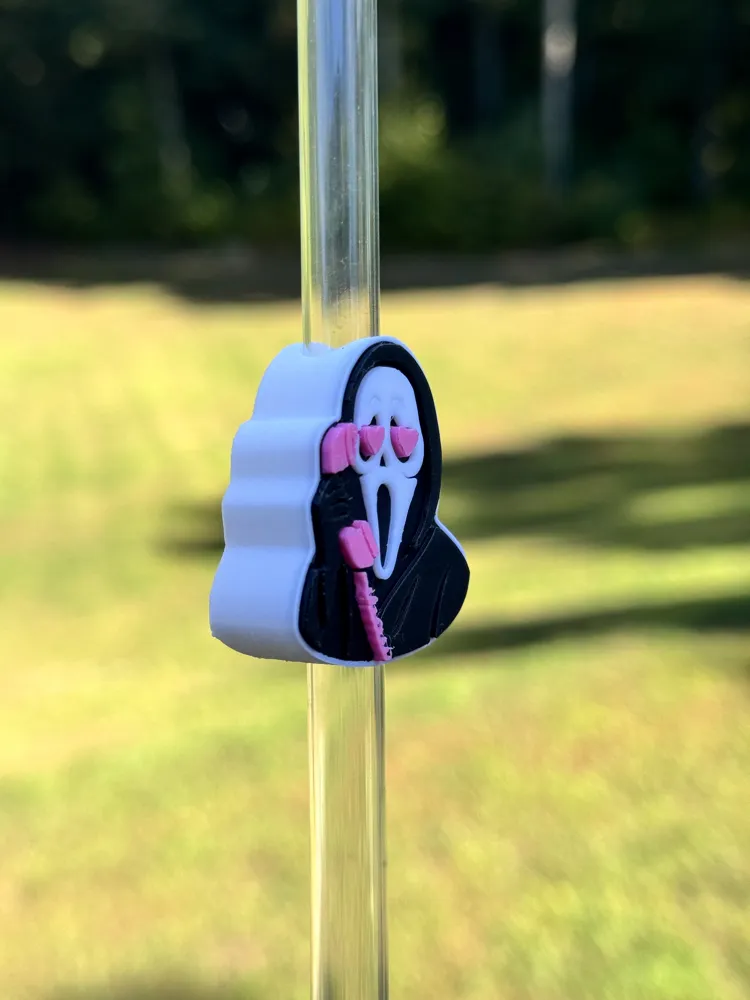 Ghost Face Heart Eyes Straw Topper Charm - Free 3D Print Model - MakerWorld