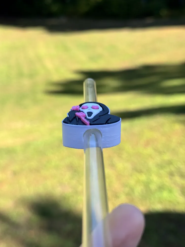 Ghost Face Heart Eyes Straw Topper Charm - Free 3D Print Model - MakerWorld