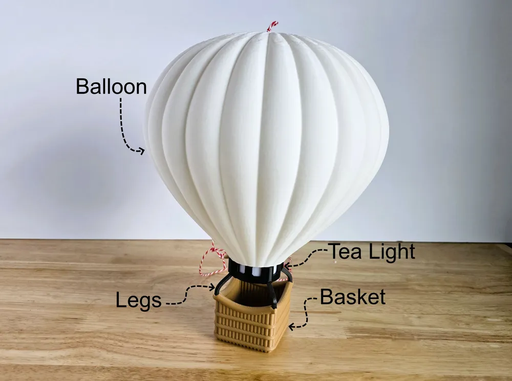 Hot Air Balloon - Tea Light Candle - Free 3D Print Model - MakerWorld