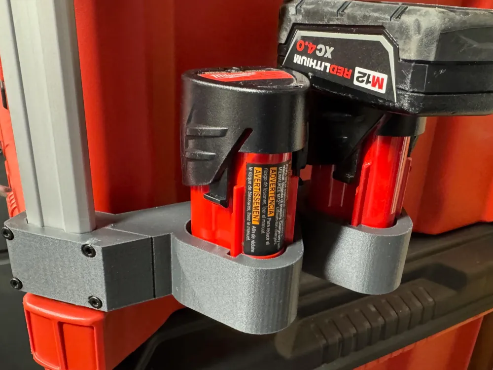 Milwaukee Packout M12 Battery Holder - Rail Mount - Free 3D Print Model ...