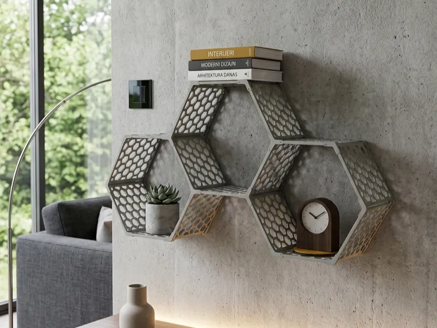 Modular Hexagonal Wall Shelf System - Free 3D Print Model - MakerWorld