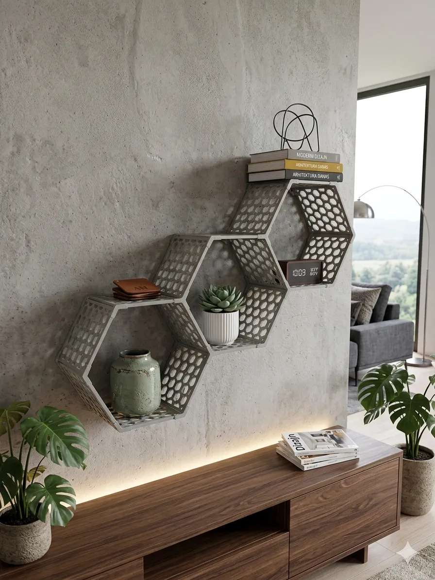 Modular Hexagonal Wall Shelf System - Free 3D Print Model - MakerWorld
