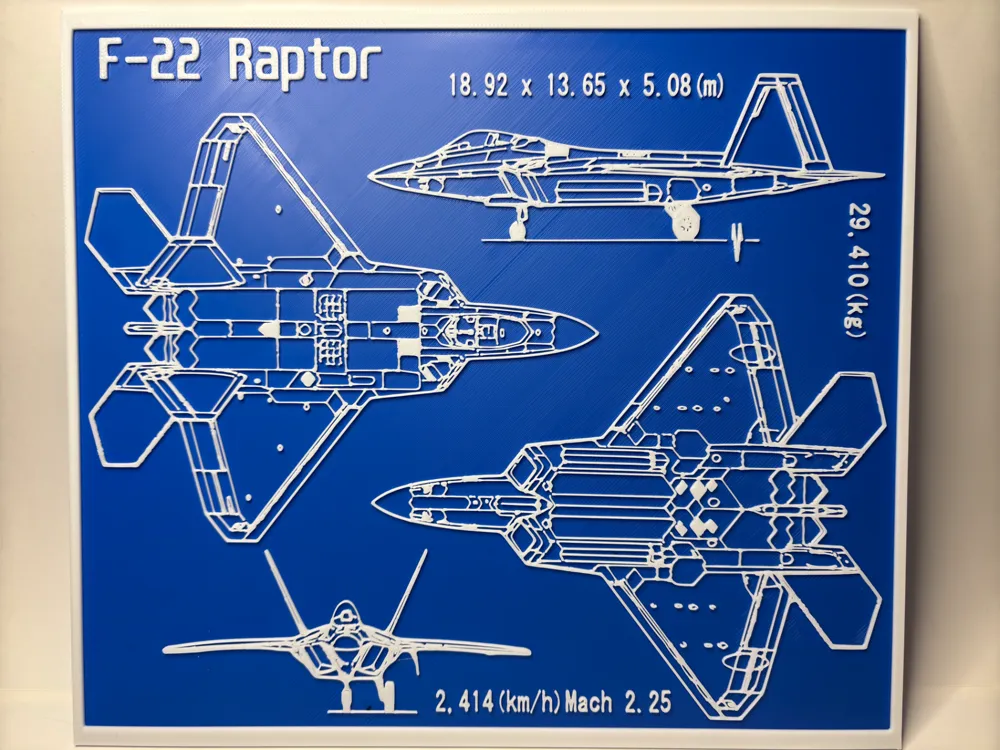 Lockheed Martin F-22 Raptor - Blueprint - Free 3D Print Model - MakerWorld