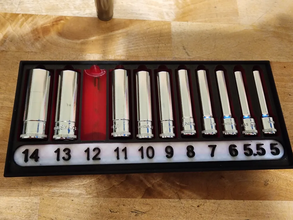 Icon 1/4" metric deep socket tray by Taylordad30 - MakerWorld